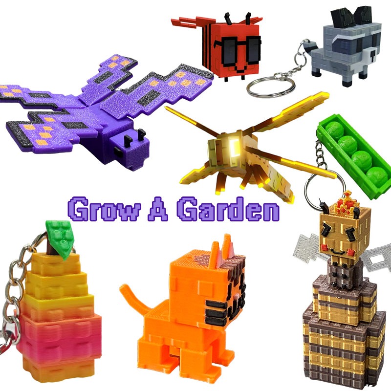 Grow A Garden Keychain Raccoon Fox 3D Printing Model Toys Roblox Game ...