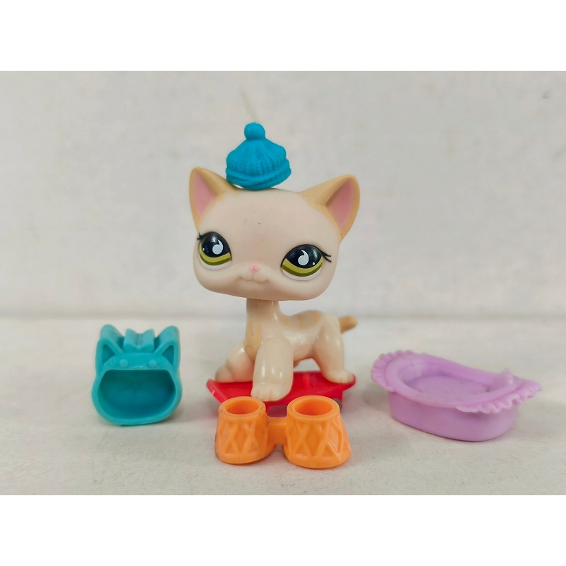 LPS Figure Yellow Short Hair Cat #733 W/Accessories Littlest Pet Shop ...