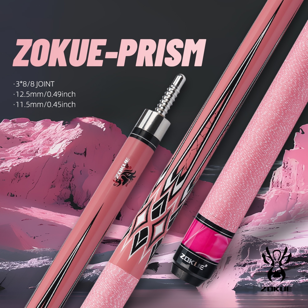Zokue Pink Pool Cue Stick Prism Series Low Deflection Easy to Control ...
