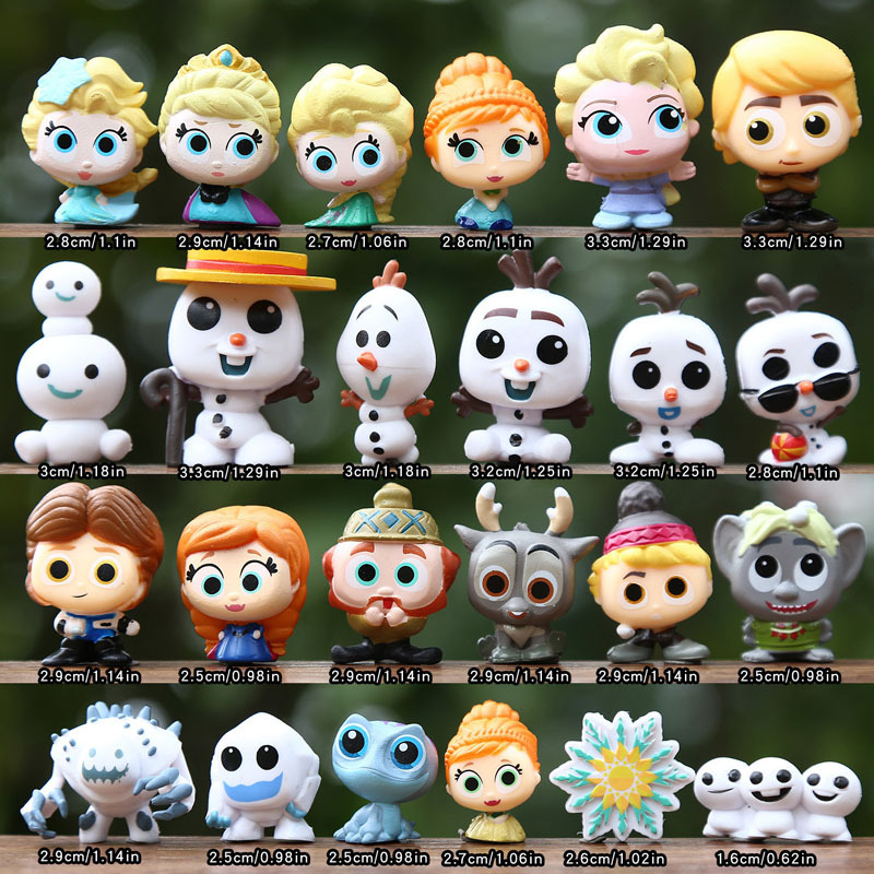 24Pcs Frozen 2 Anime 2cm-3cm Anna Elsa Kristoff Olaf Hans Snow Queen ...