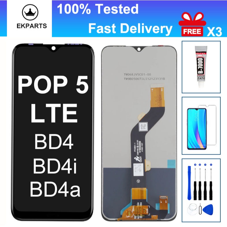 Original LCD For Tecno POP 5 LTE POP 5 Pro Spark GO 2022 Touch Panel No Dead Pixel BD4 BD4j KG5 ...