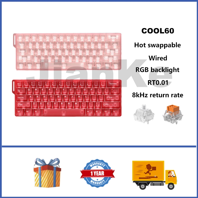DAREU COOL60 Wired Magnetic Keyboard 60% Hot swappable RGB 0.01mm RT Custom Gaming Keyboard ...
