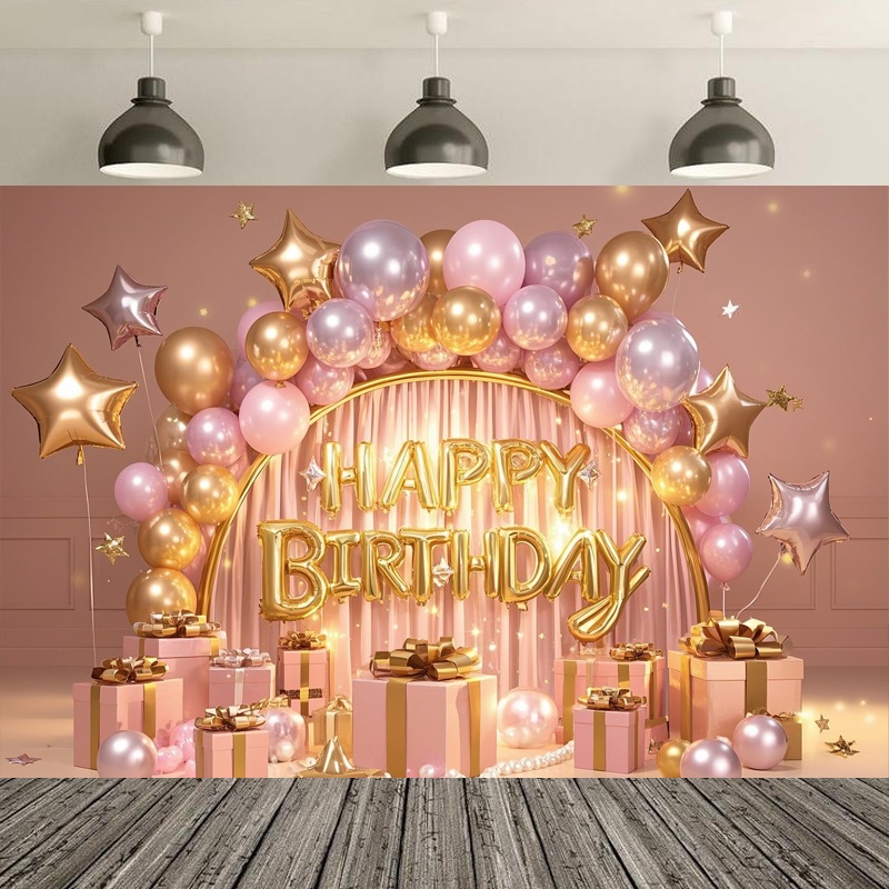 5x3ft Premium Vinyl Birthday Backdrop - Colorful Balloons, Confetti ...