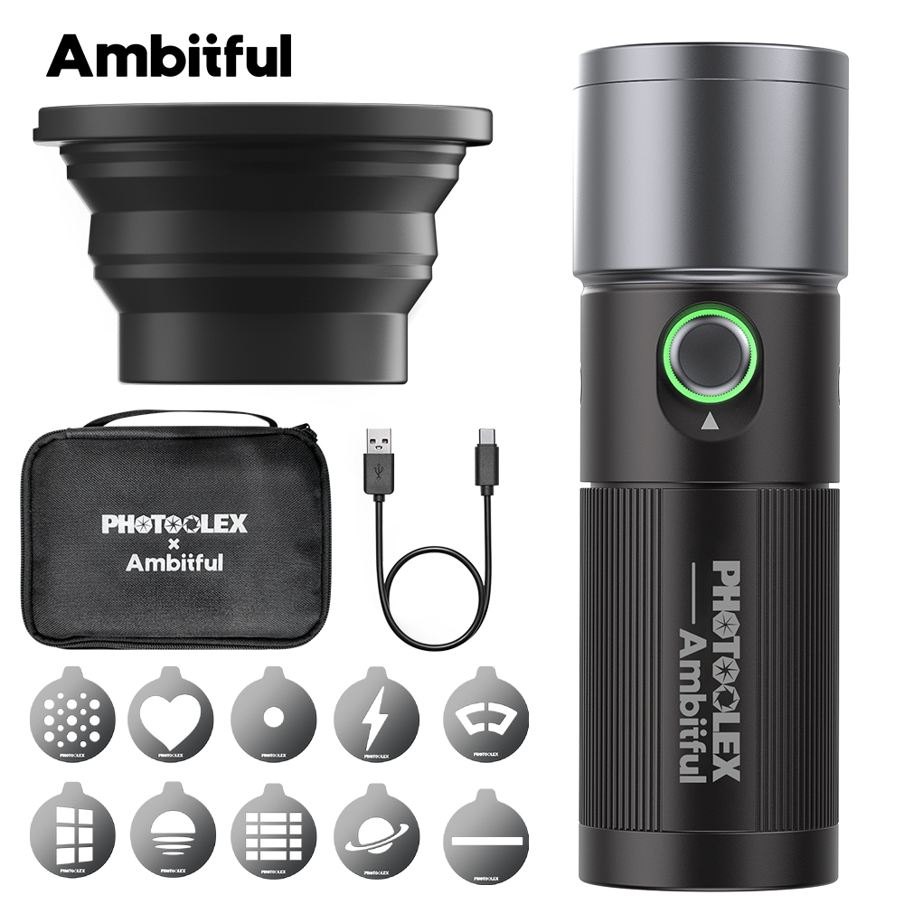 AMBITFUL10W Flashlight Four Color Projection Light Built-in ...