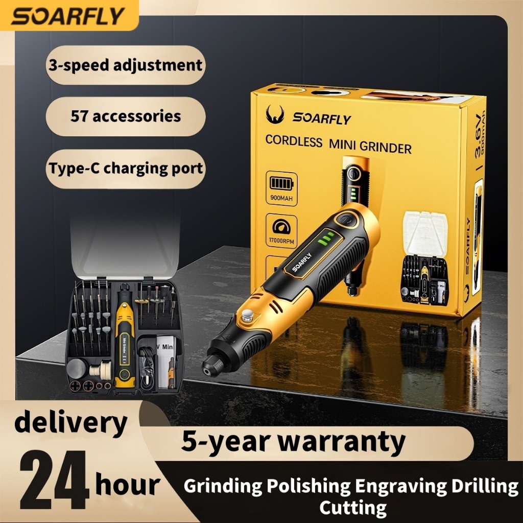 SOARFLY 57pcs Carving Tools Set Electric Cordless Mini Grinder Drill ...