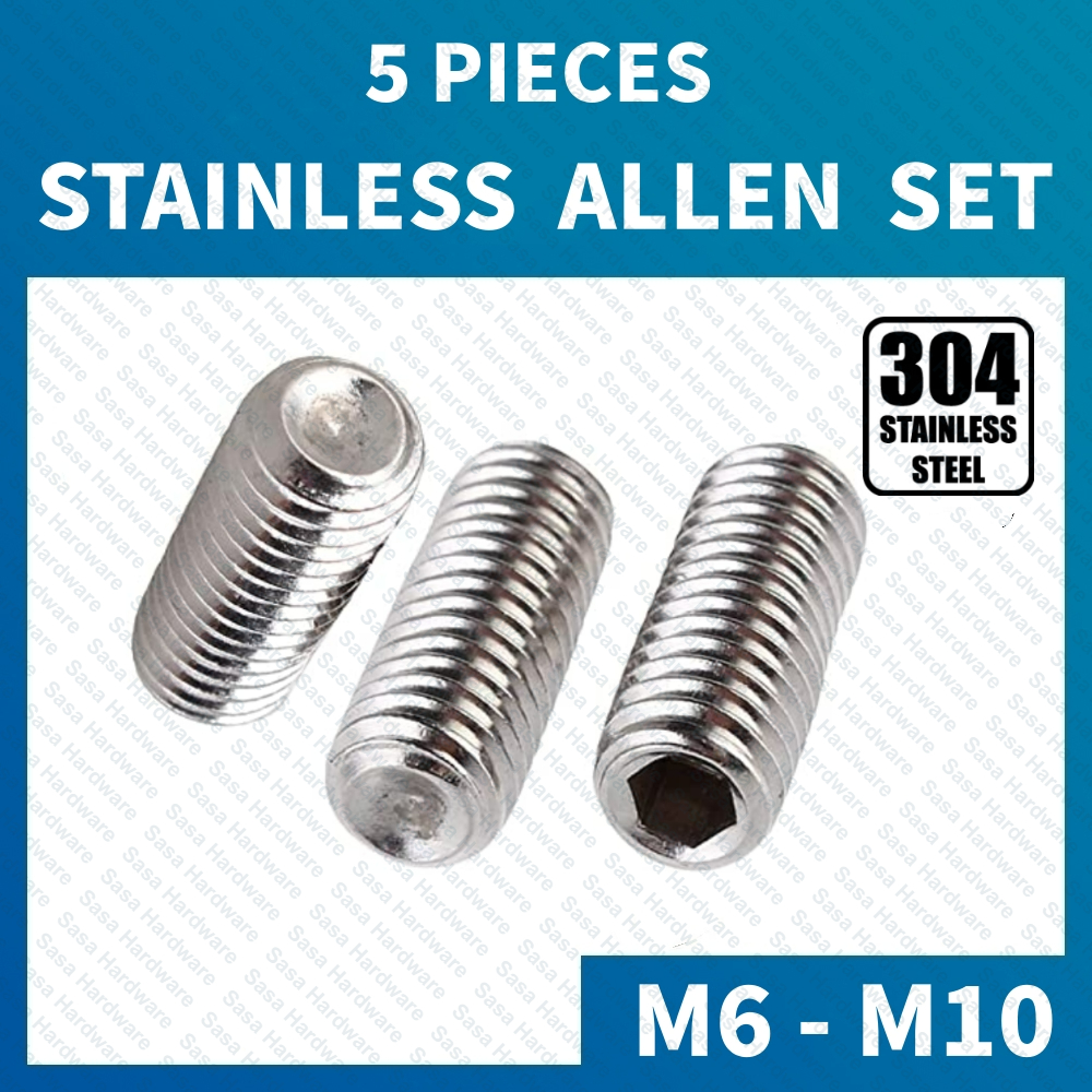 5pcs SS304 Allen Set | M6/M8/M10 Stainless Allen Setscrew Socket Grub ...