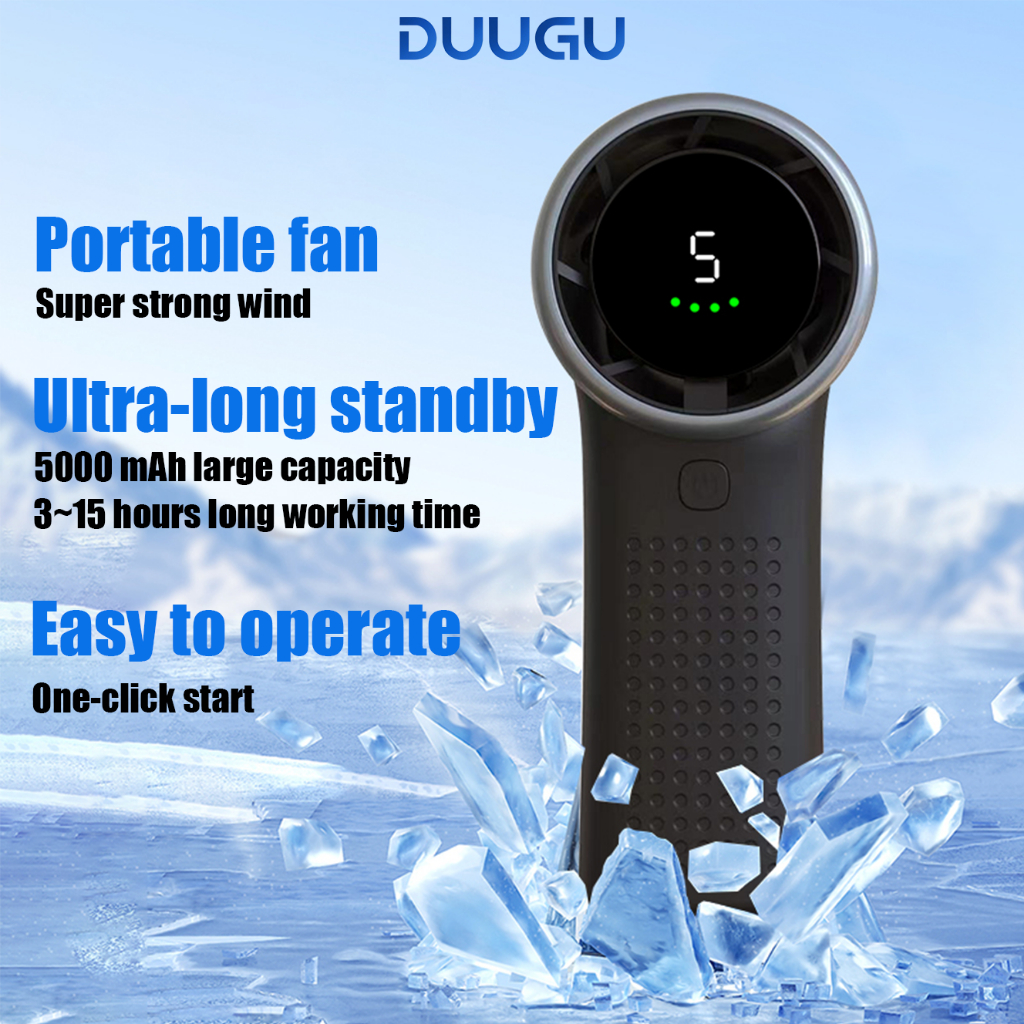 DUUGU Portable Fan 5000mA Mini Fan Rechargeable High Speed Turbo Fan ...