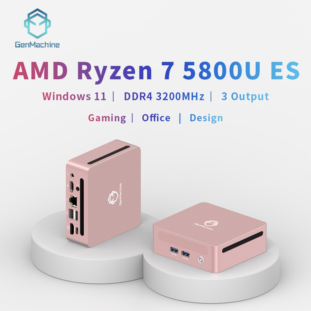 GenMachine Mini PC AMD Ryzen 7 5800U ES Windows 11 DDR4 WiFi6 3200MHz ...