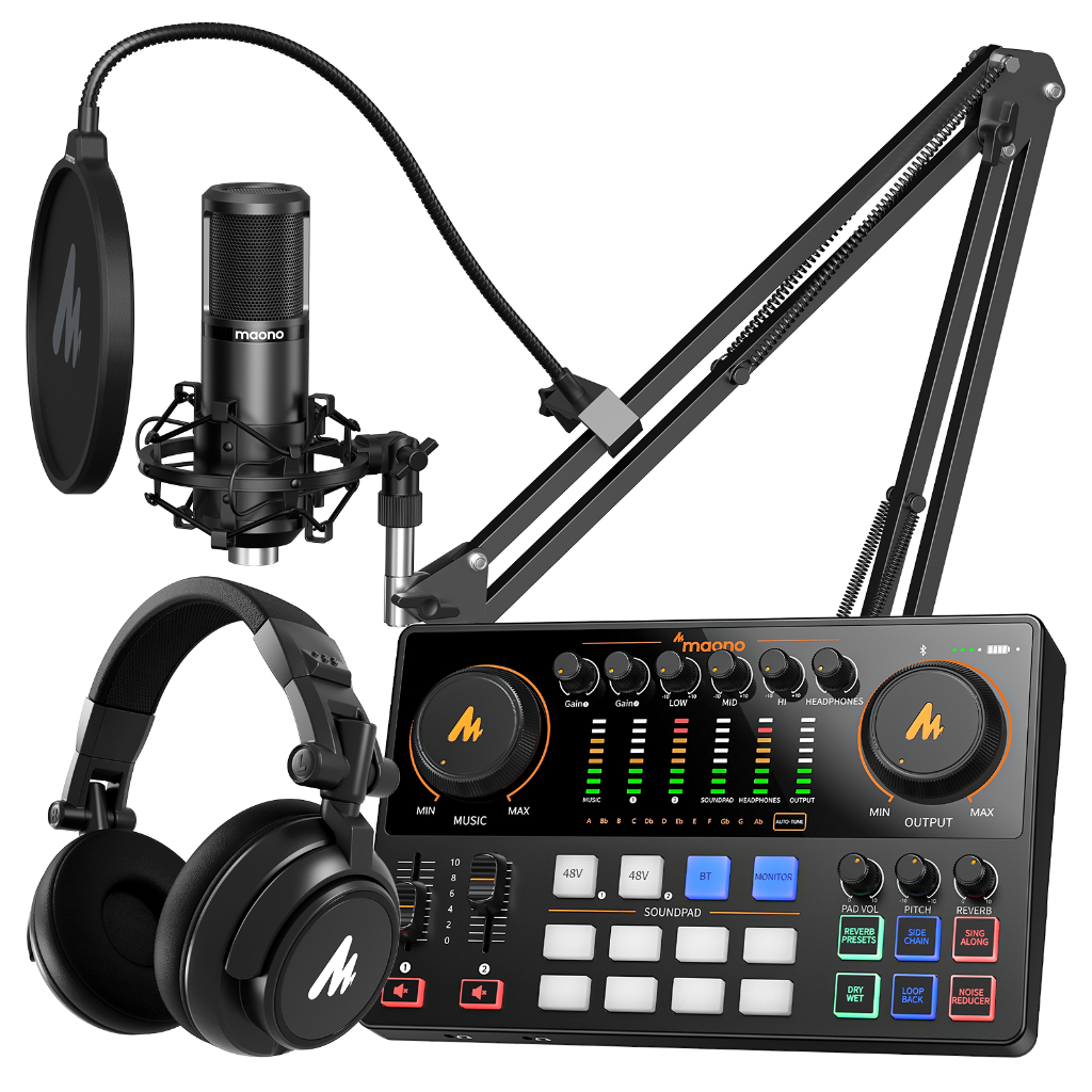 Maono AME2-Gen2 Podcast Mixer Audio Interface Sound Card with Dual XLR ...