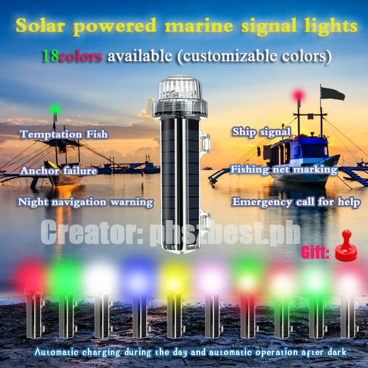 [12Hship] Red+Green+Yellow/Blue 3colours Sea light solar signal ring ...