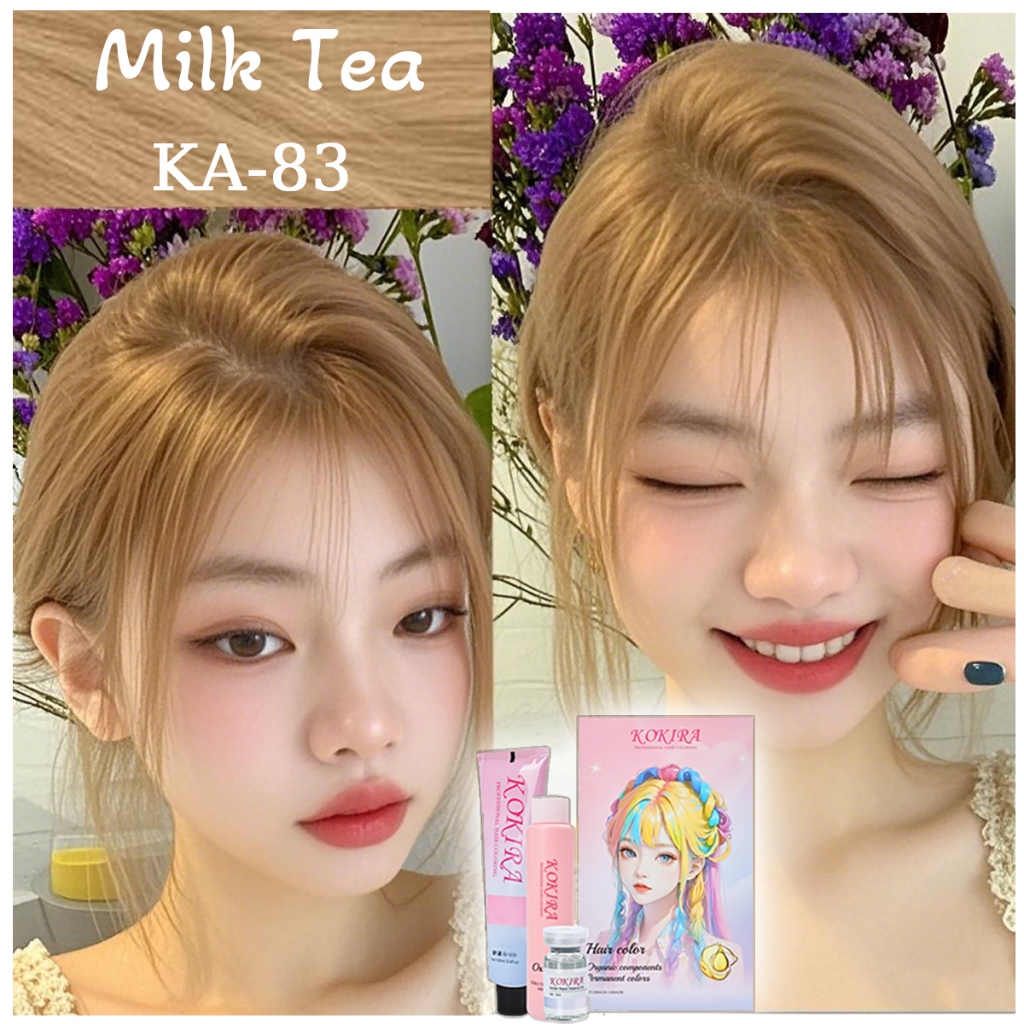 KOKIRA Milk Tea Hair Color (100ml Hair Dye+100ml Oxidizer)/ Hair Color ...