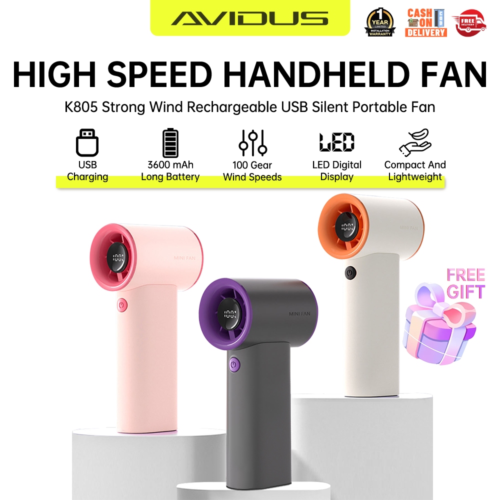 AVIDUS K805 100 Spend Strong Wind High Speed Jet Rechargeable Portable ...