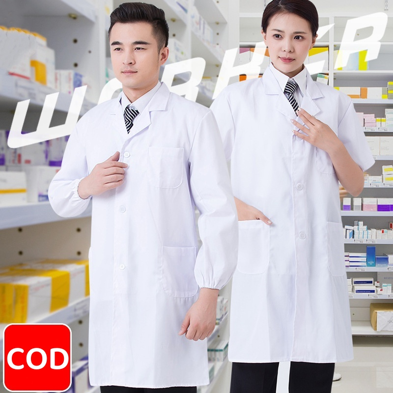 Lab Gown Lab Coat Long Sleeve Doctor Uniform Students Laboratory Gown ...