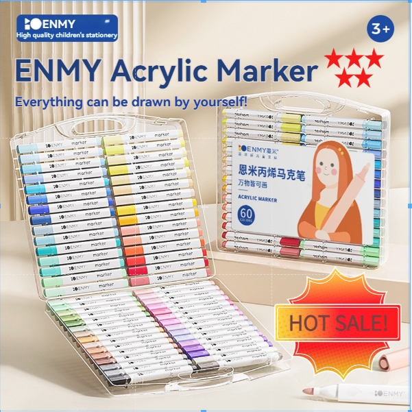 ENMY Acrylic Marker Pen 80/60/48/36/24/12 Colors Set Drawing Coloring ...