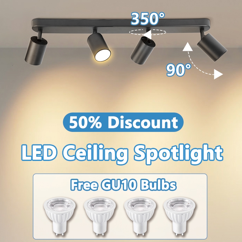 Led Track Light Ceiling Spotlight Replaceable GU10 Bulb Spotlight For ...