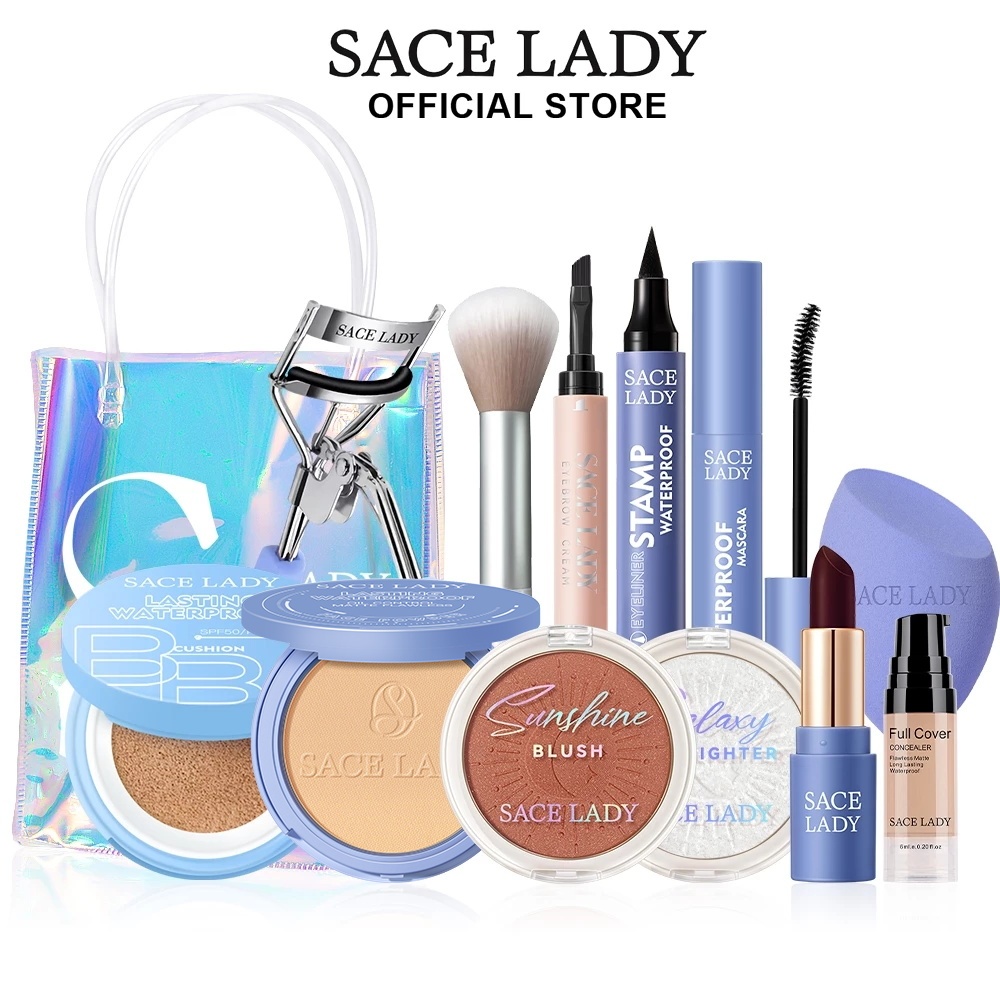 SACE LADY Waterproof Makeup Set 13Pcs Face Powder+Tinted Lip Balm ...