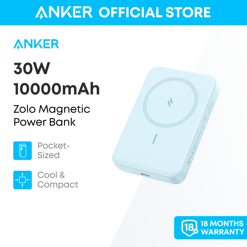 Anker Zolo Magnetic Power Bank Compact 10,000mAh Wireless Portable ...