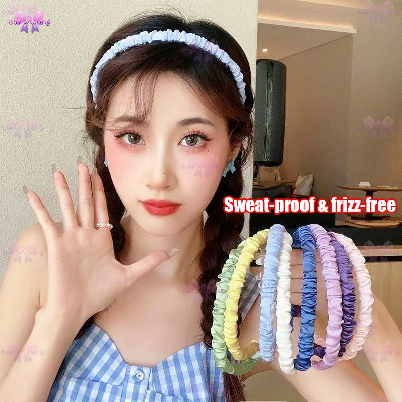 Sweet Fashion Headbands for Women Exquisite High-End satin pleated ...