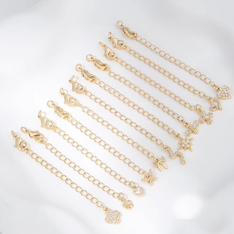 2pcs 5pcs Extender 14k Gold Chain with Lobster Clasp For DIY Bracelet ...