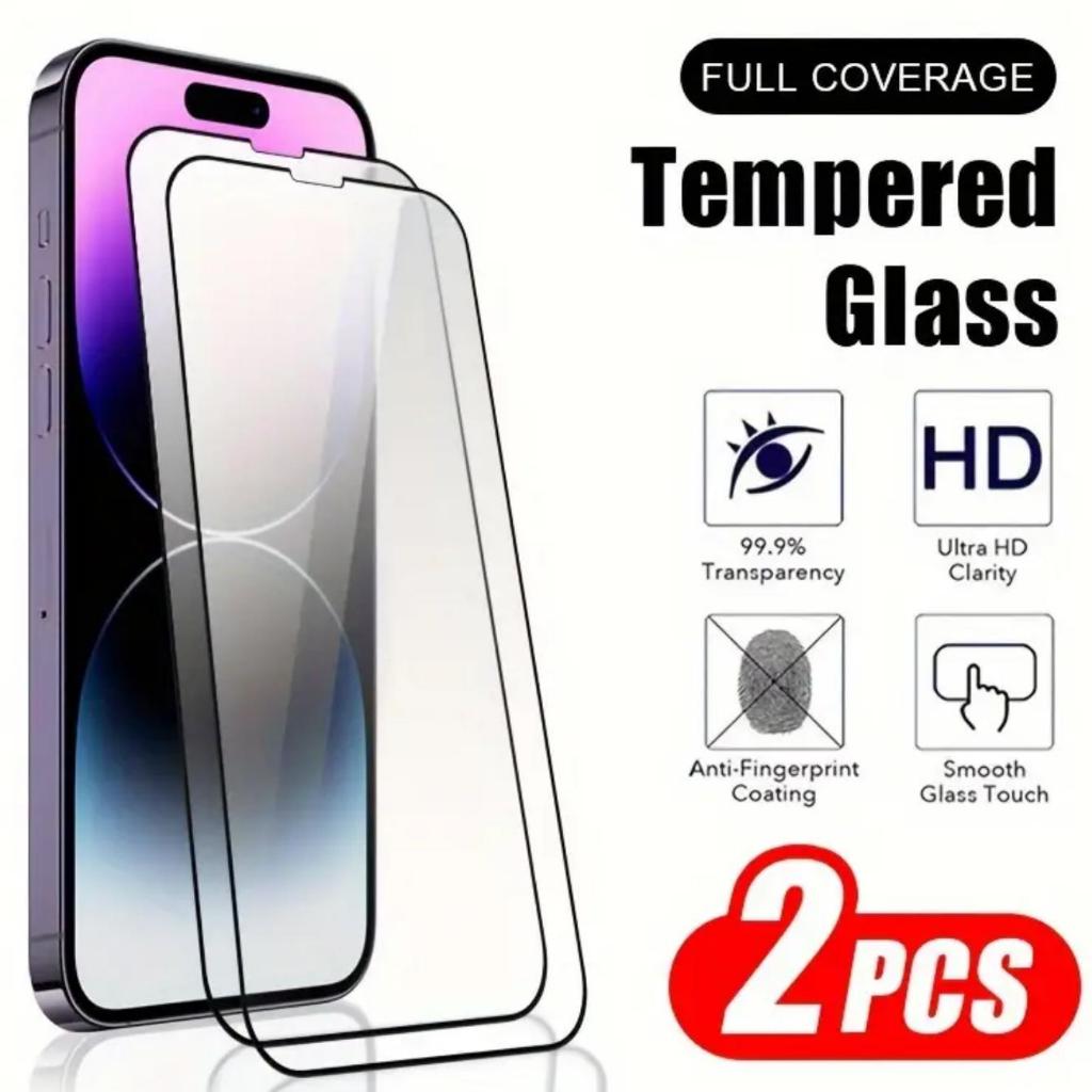 2Pcs HD Clear Full Tempered Glass for iPhone 16 15 14 13 12 11 Pro Max 12 13 Mini 16 15 Plus X ...