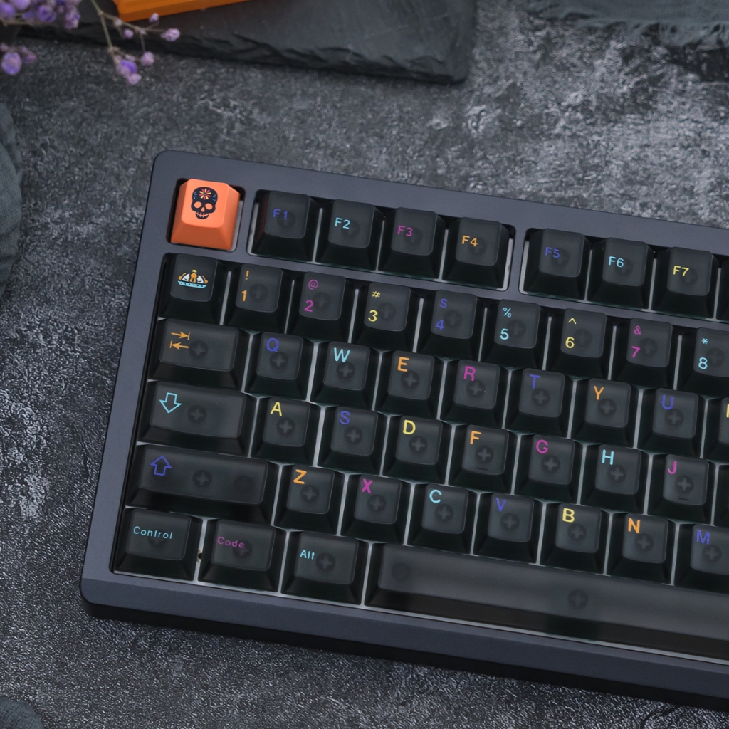 GMK Mictlan Foggy Black Transparent keycaps RGB Rainbow font PC Backlit ...