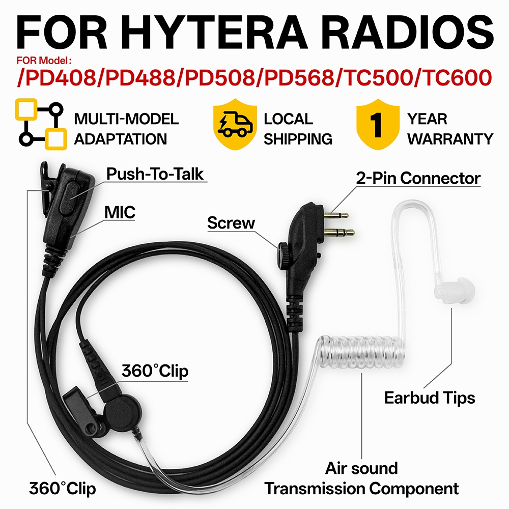 SKYLARK-H2 For Hytera PD408/PD488/TC500/TC600/TC700 series radios 2-Pin ...