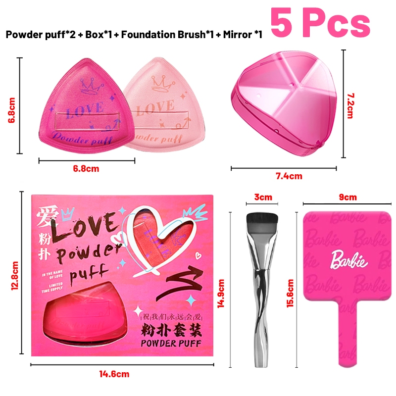 FEPO 5pcs/set Flat Top Makeup Brush Set Mini Powder Puff Professional ...