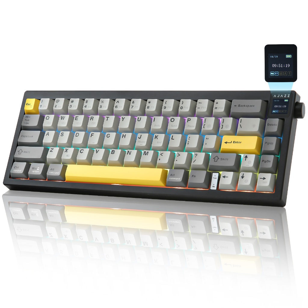 AJAZZ AK650 Wireless Mechanical Keyboard with Smart Display & Knob, BT ...