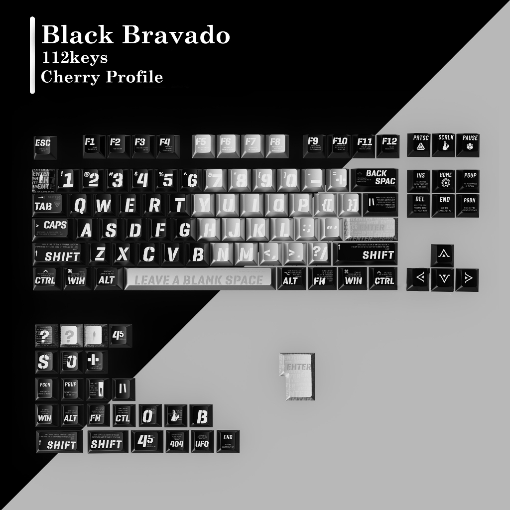 -LW- KEY CERBERUS Black Bravado Metallic Luster Keycap 112keys ...