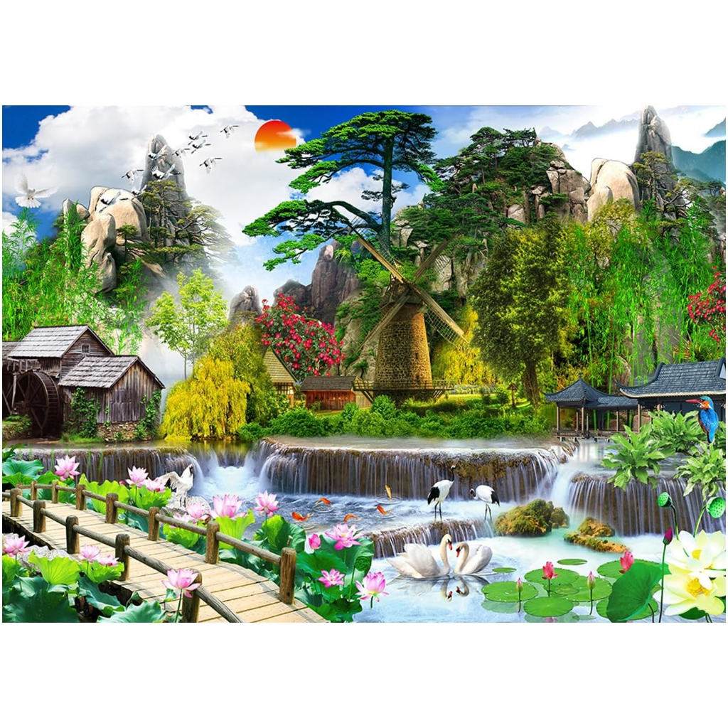 7x5ft Oriental Natural Scenery Theme Photography Background Waterfall ...
