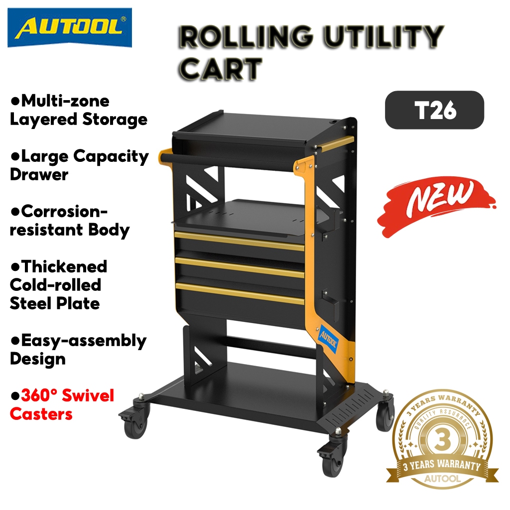 AUTOOL T26 rolling utility cart Multi-zone Layered Storage Maintenance ...