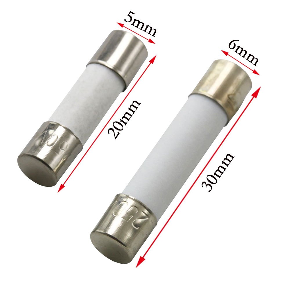 10PCS 5x20mm 6x30mm Ceramic Fuse Tube 250V Fuse 5*20mm 6*30mm T0.5A 1A 2A 3A 3.15A 4A 5A 6A 6.3A ...