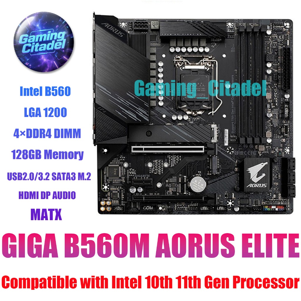 Used Gigabyte B560M AORUS ELITE MATX Motherboard DDR4 B560 Chipset LGA ...