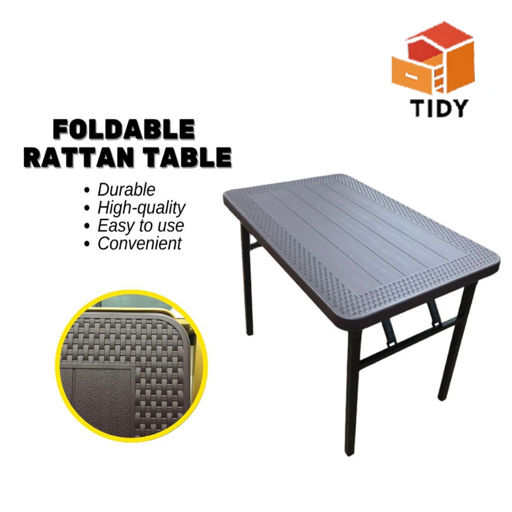 TIDY High Quality Foldable Plastic Rattan Table Dining Table 61x100cm ...