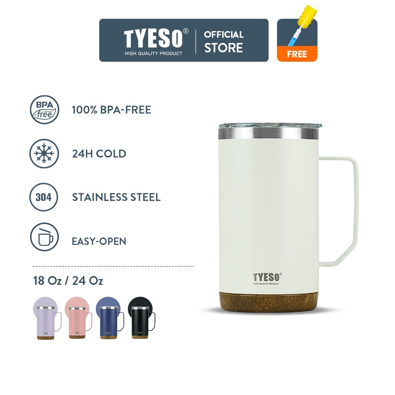 TYESO® Stainless Steel Tumbler Bottle Insulated coffee Cup With Handle/Cover TS-8836/8837 530ml ...