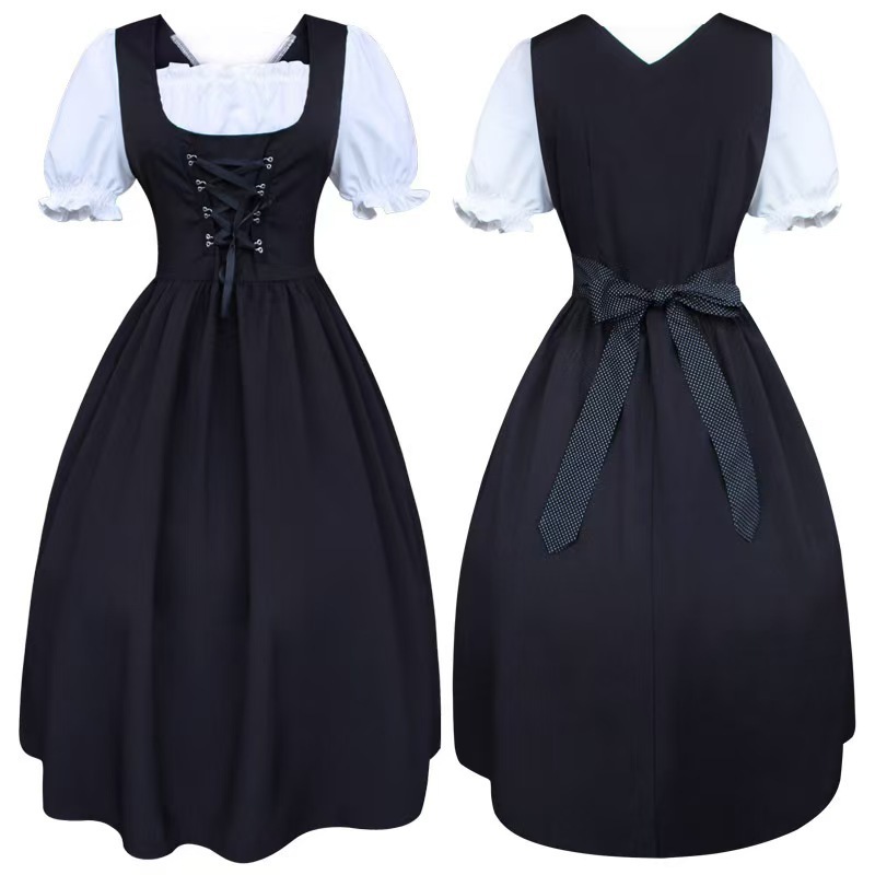 Renaissance Medieval Women Dress Oktoberfest Black Costume Halloween ...