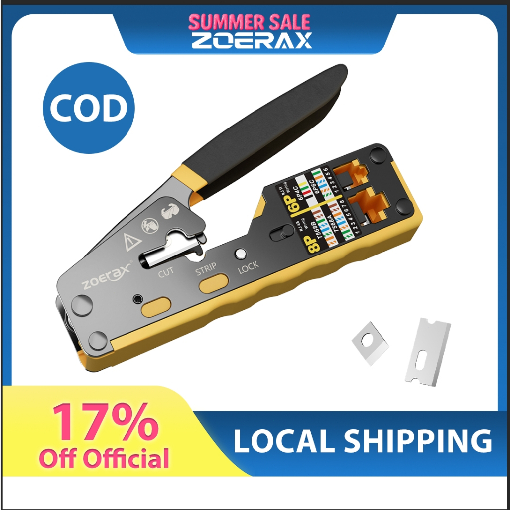 ZoeRax Cat6 Cat5 Cat5e 8P8C RJ45 Crimp Tool Pass Through Crimper Cutter ...