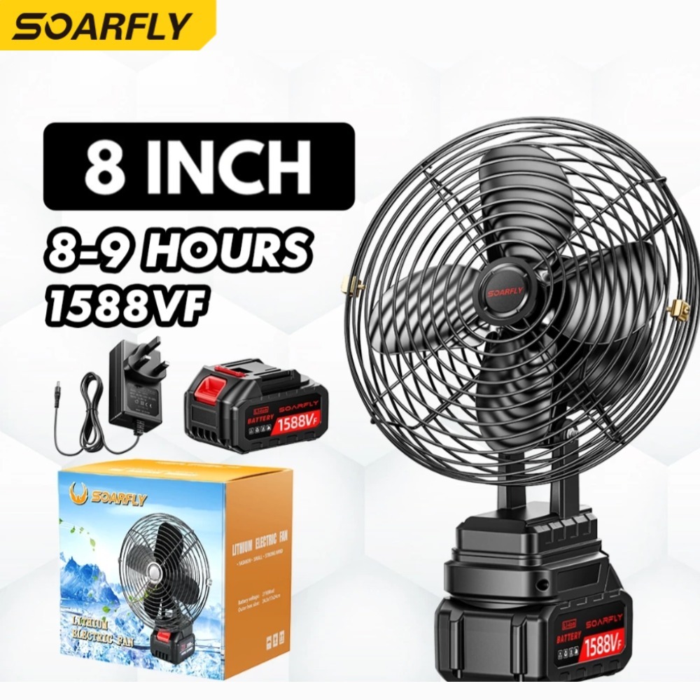 SOARFLY 8 inch Cordless Fan Portable Rechargeable Fan High Power ...
