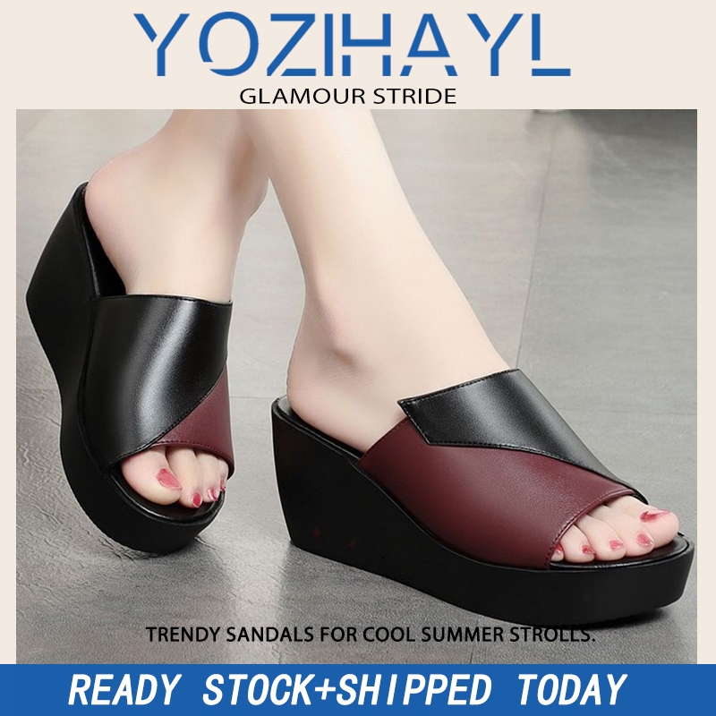 Thick soled sandals High heel open toe flip flops | Shopee Philippines