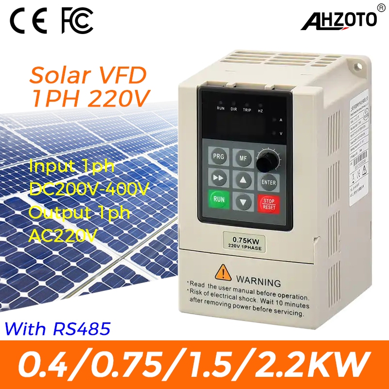 Solar VFD 220V 0.4KW 0.75KW 1.5KW 2.2KW Submersible Pumps Single-phase Motor Speed Controllers ...