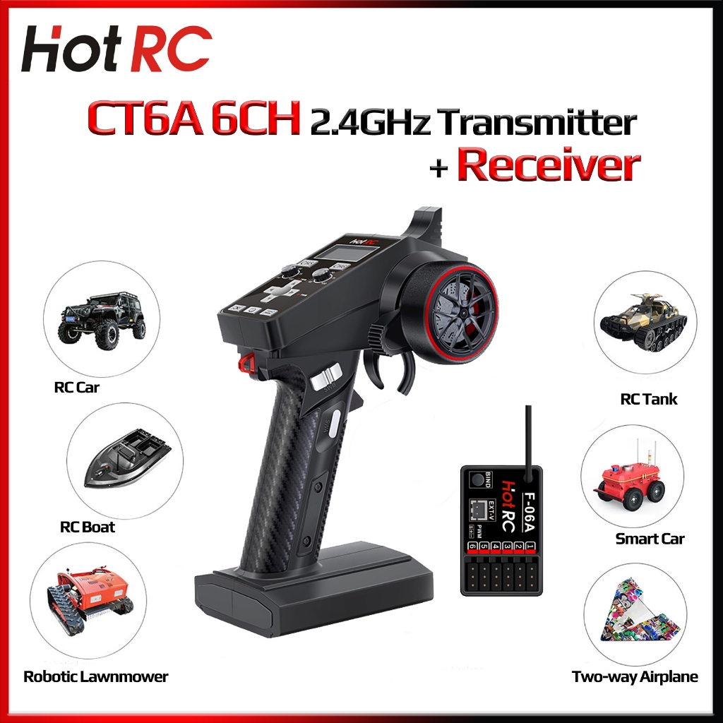 HotRC CT-6A 6CH 2.4G Remote Controller Transmitter With F-06A Receiver ...