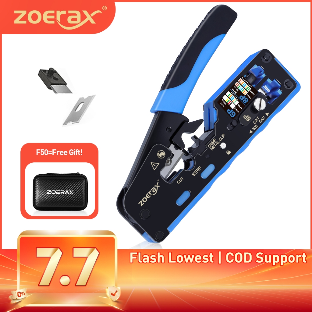ZoeRax RJ45 Upgrade Cat7 Crimp Tool Ethernet Crimp Tool Wire Cutter ...