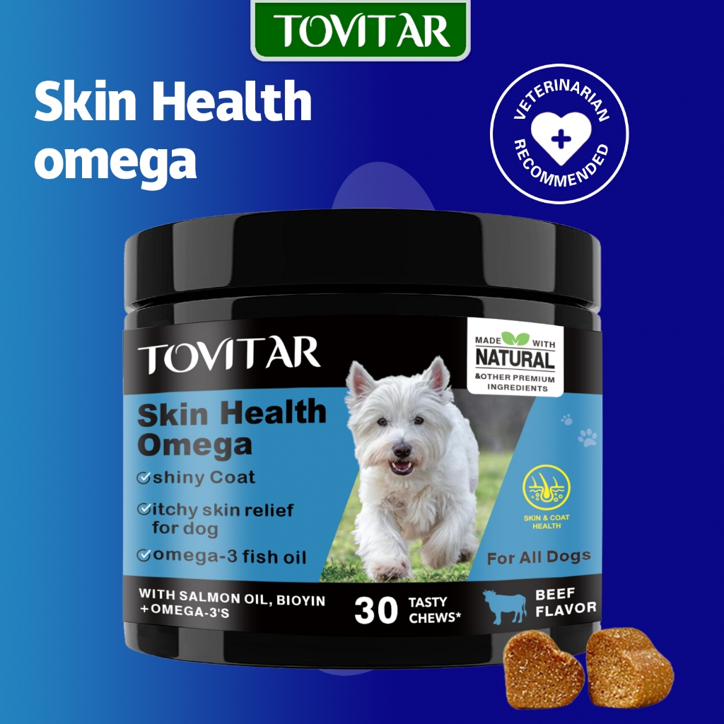 TOVITAR Skin & Coat Supplements for Dogs Healthy Skin & Shiny Coat ...