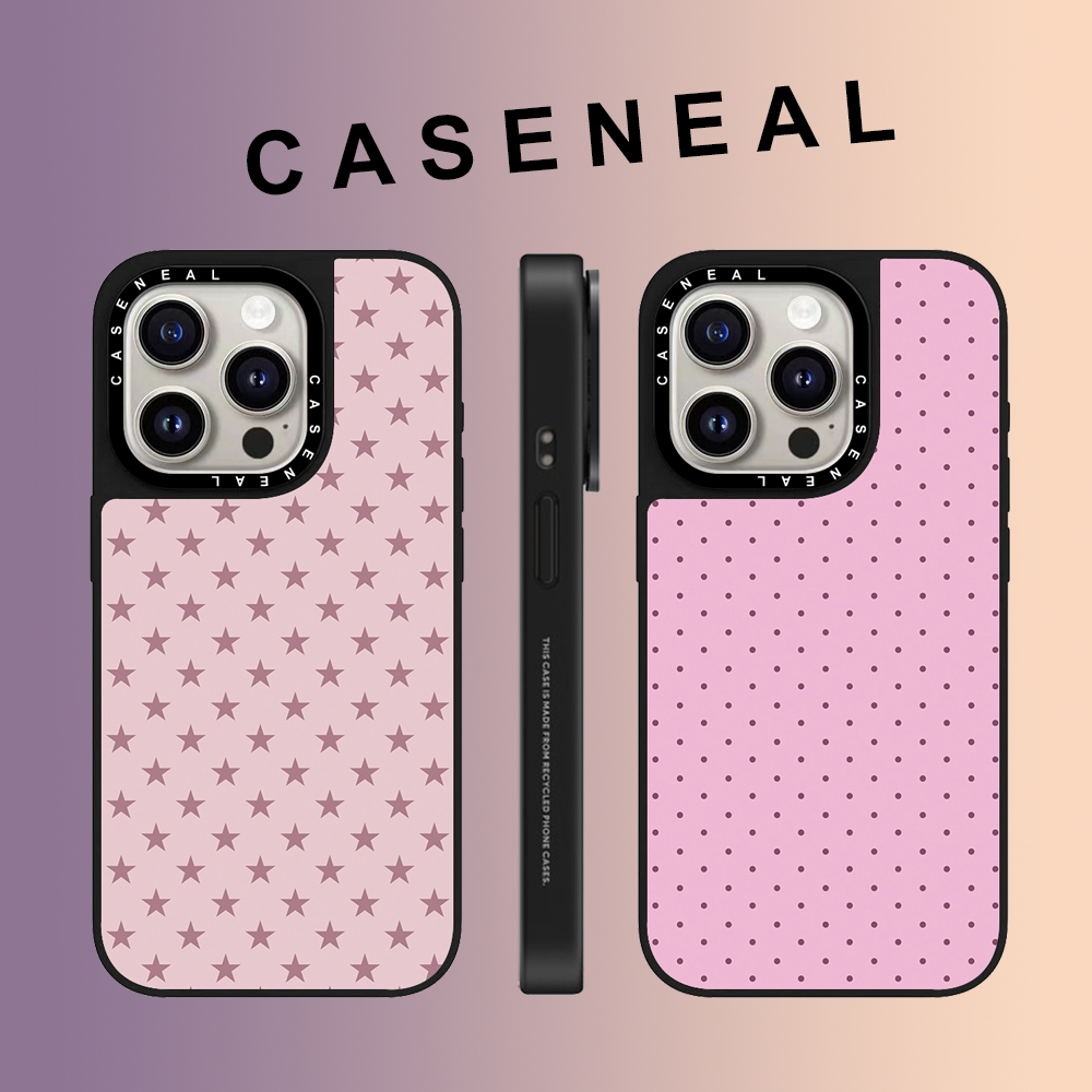 CASENEAL Pink Star wave point mirror face Phone Case For iPhone 16 Pro ...