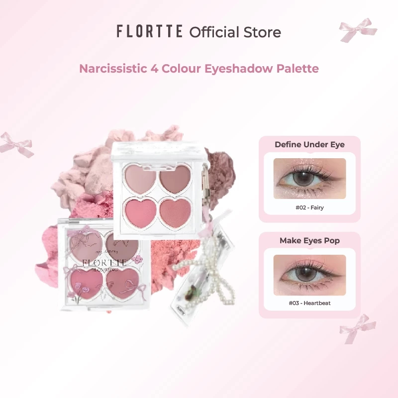 FLORTTE Love Yourself 4-Color Earth Color Eyeshadow Glitter Matte Waterproof Eyeshadow Palette ...
