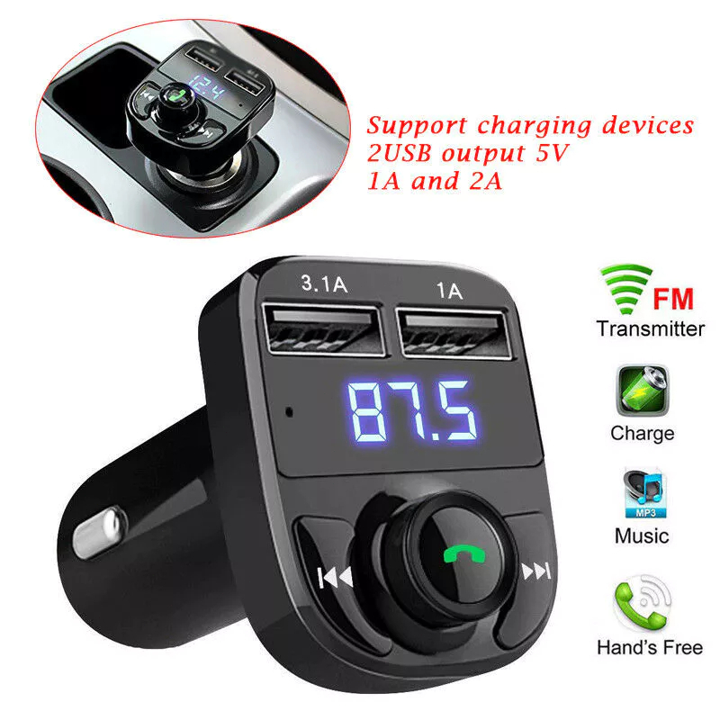 X8 Dual USB Car Charger Bluetooth FM Wireless Audio Transmitter ...