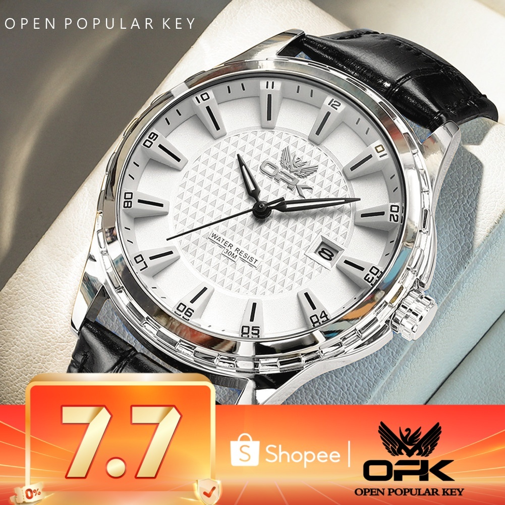 OPK Watch For Men Waterproof Original Leather Strap Quartz Luminous ...