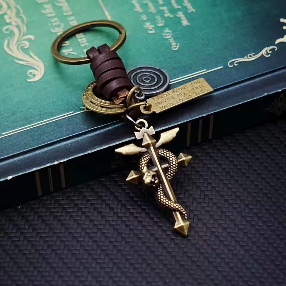 Fullmetal Alchemist Keychain Edward Leather Pendant Keyring Keychains ...