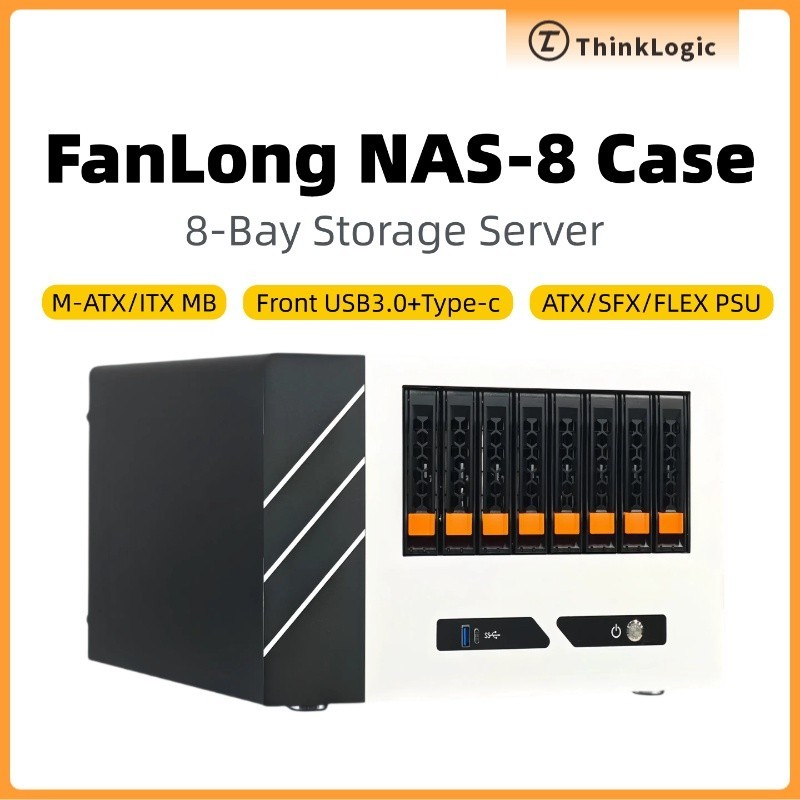 FanLong NAS-8 Case 8-Bay Memory Server Chassis MATX Motherboard Hot ...