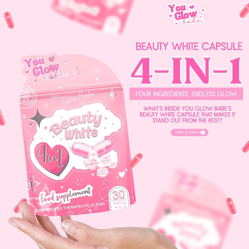 You Glow Babe Beauty White 4 in 1 Glutathione Collagen Glow Capsule ...